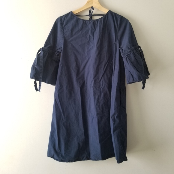 Zara | Dresses | Zara Basic Navy Blue Bell Sleeve Dress Medium | Poshmark